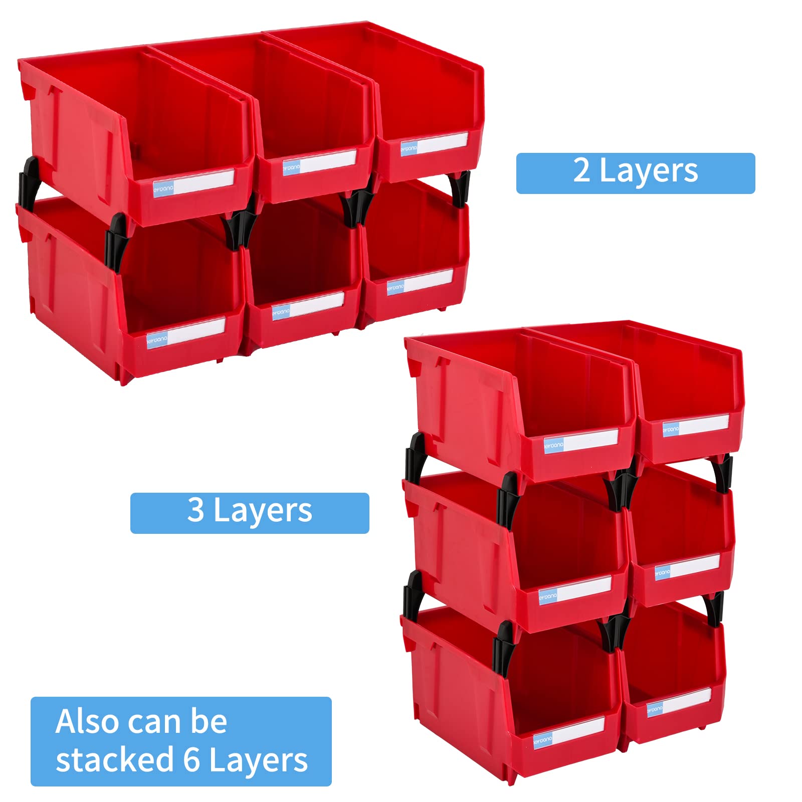 AERCANA White Plastic Storage Bins Wall Mounted Hanging Bins Parts Storage Organizer Garage Storage Bins(pack of 9)