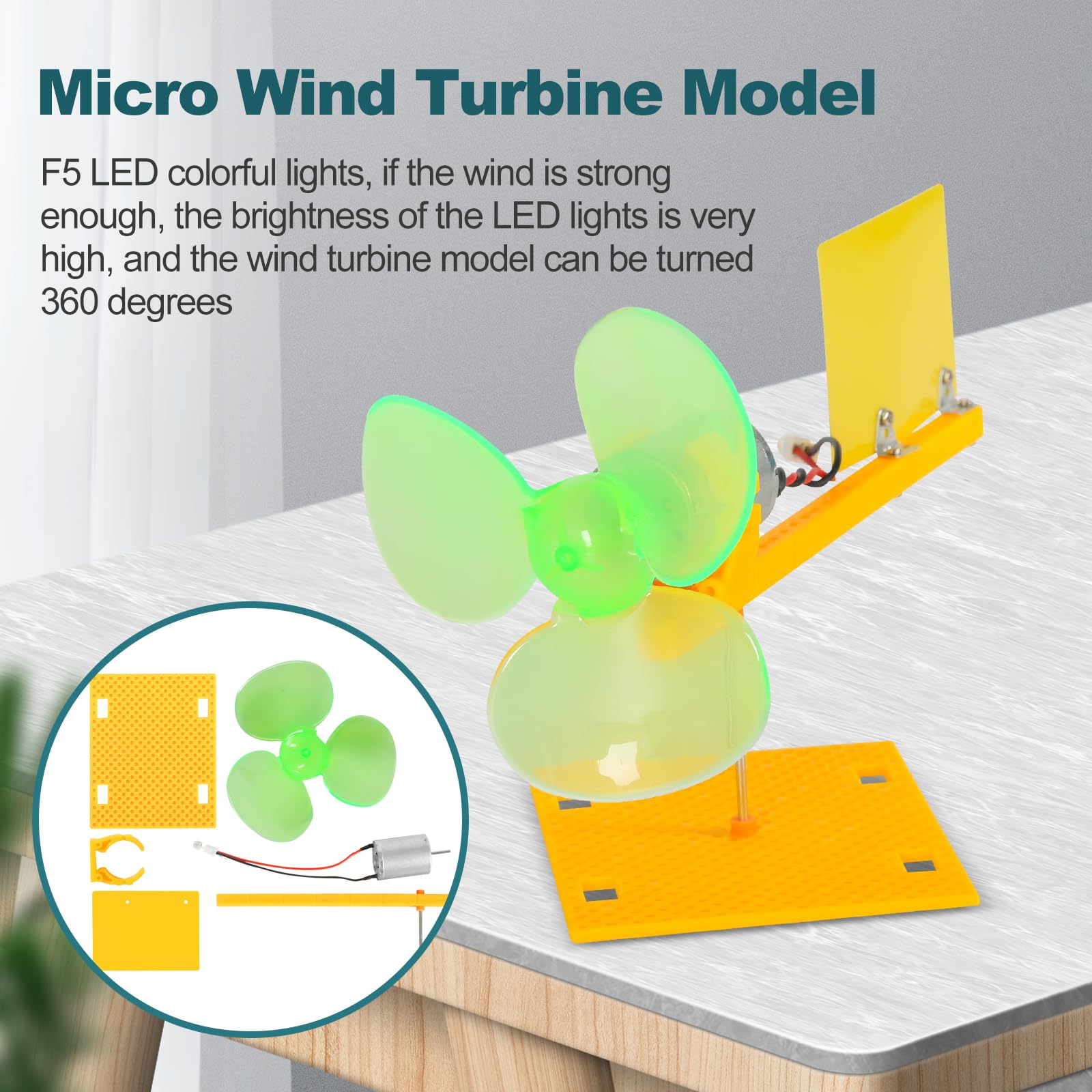 9 Set Mini Generator Motors DC Motor, Micro Wind Turbine Generator Kit with Holder Blades DIY Project Kits, Teaching Tool for demonstrating Wind Power Generation