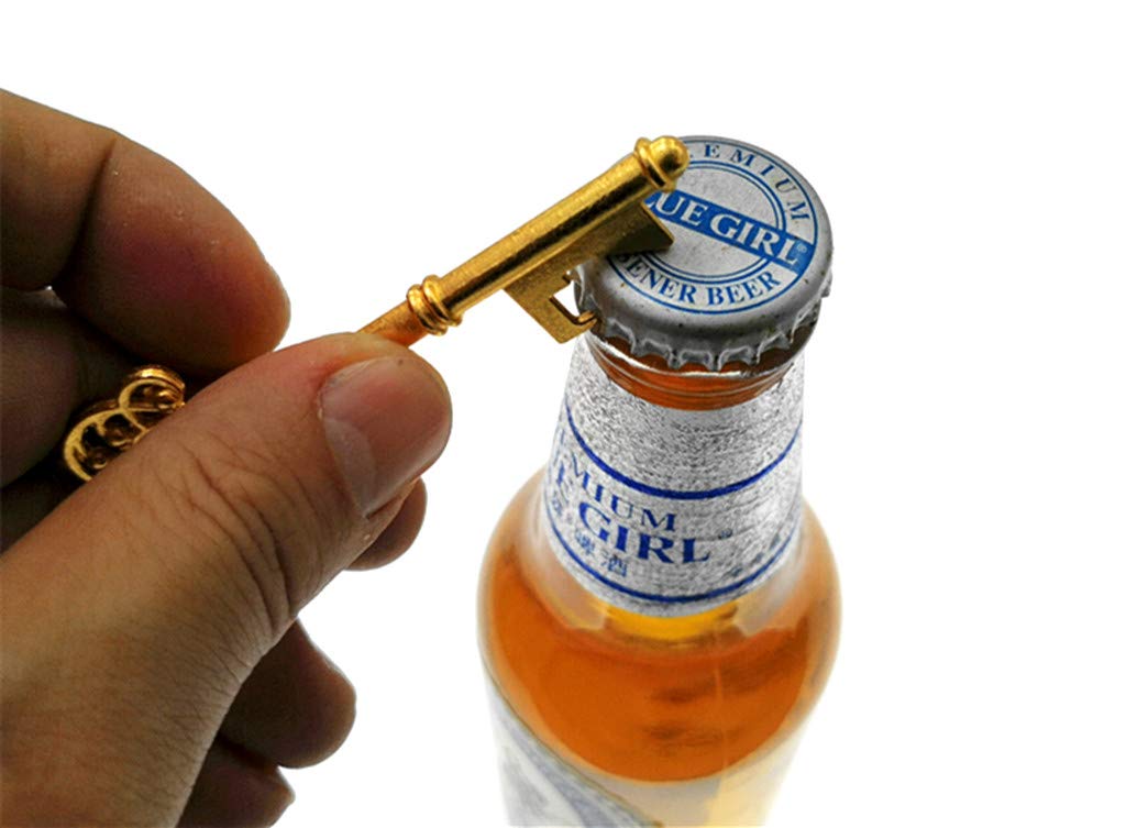 50pcs Skeleton Key Bottle Opener Wedding Party Favor Souvenir Gift with Candy Box and Ribbon(Gold)