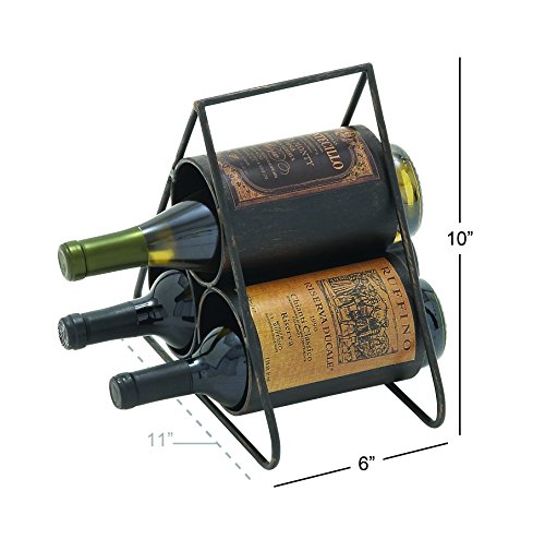 Deco 79 Metal Pyramid Wine Rack, 11" x 6" x 10", Black