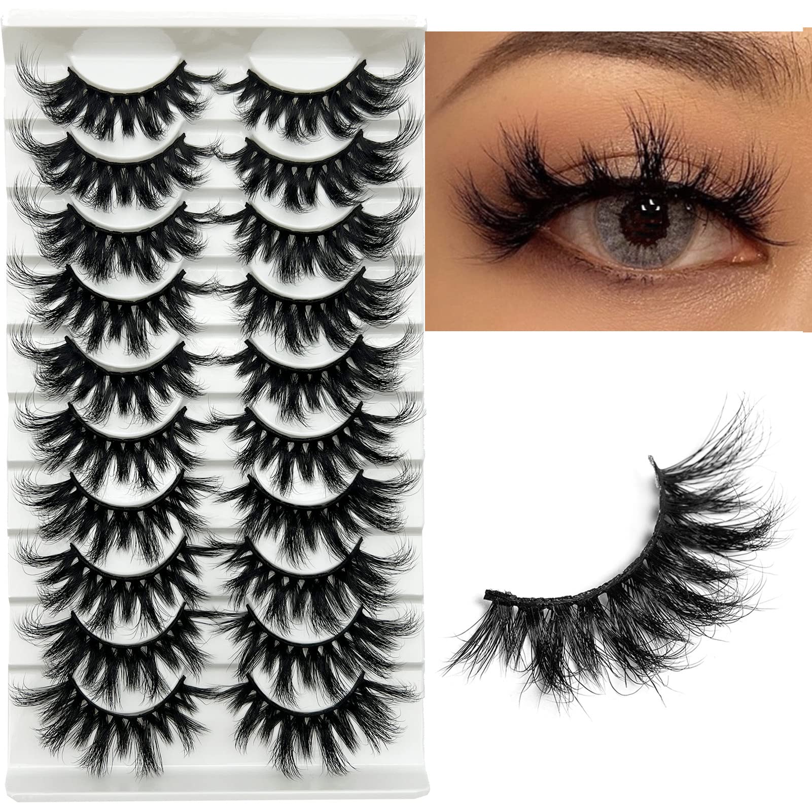 20MM 3D Mink Lashes Fluffy, Long Wispy Cat Eye 25 MM Lashes Pack Wholesale Dramatic Fluffy Mink Eyelashes Natural Look