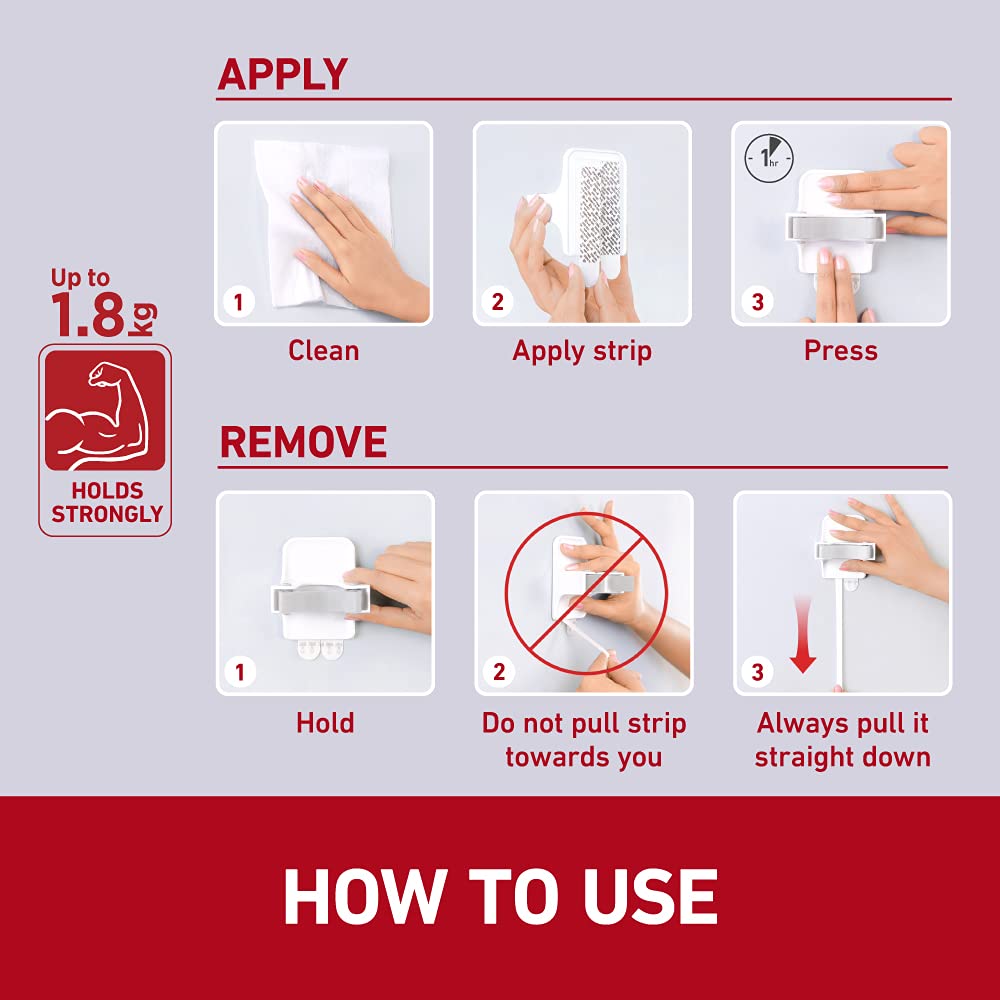 Command Broom and Mop Grippers Wall Hook, Damage Free Hanging Wall Mount Broom and Mop Holder, No Tools Household Cleaning Organizer for Living Spaces, 1 Hanger and 2 Command Strips