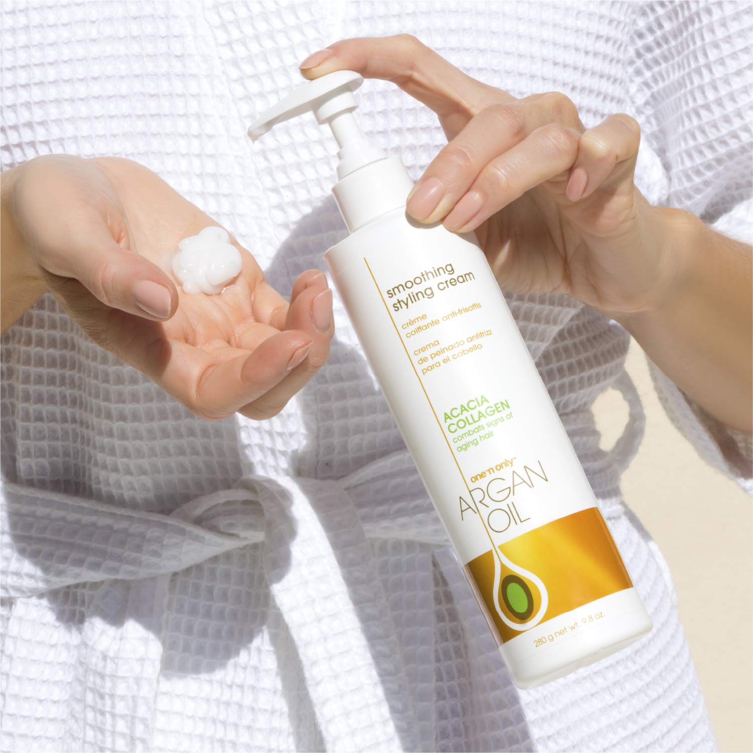 One 'n Only Argan Oil Smoothing Styling Cream, Helps Protect Hair Color, Eliminates Frizz, Hydrates, Adds Shine, Definition, and Texture for a Flexible Hold, 9.8 Ounces