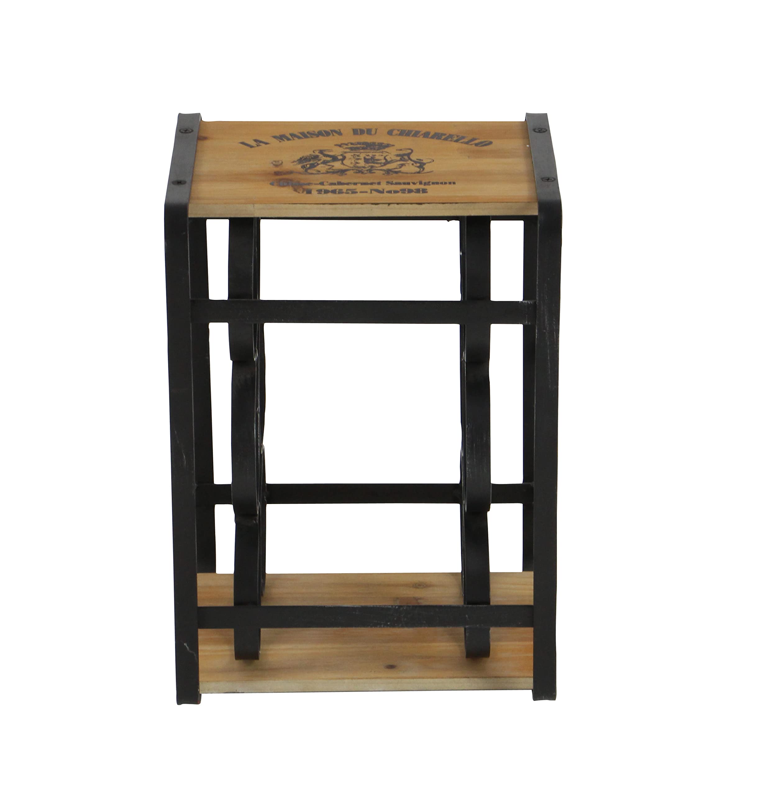 Deco 79 Metal Wood Wine Holder, 10 by 13-Inch