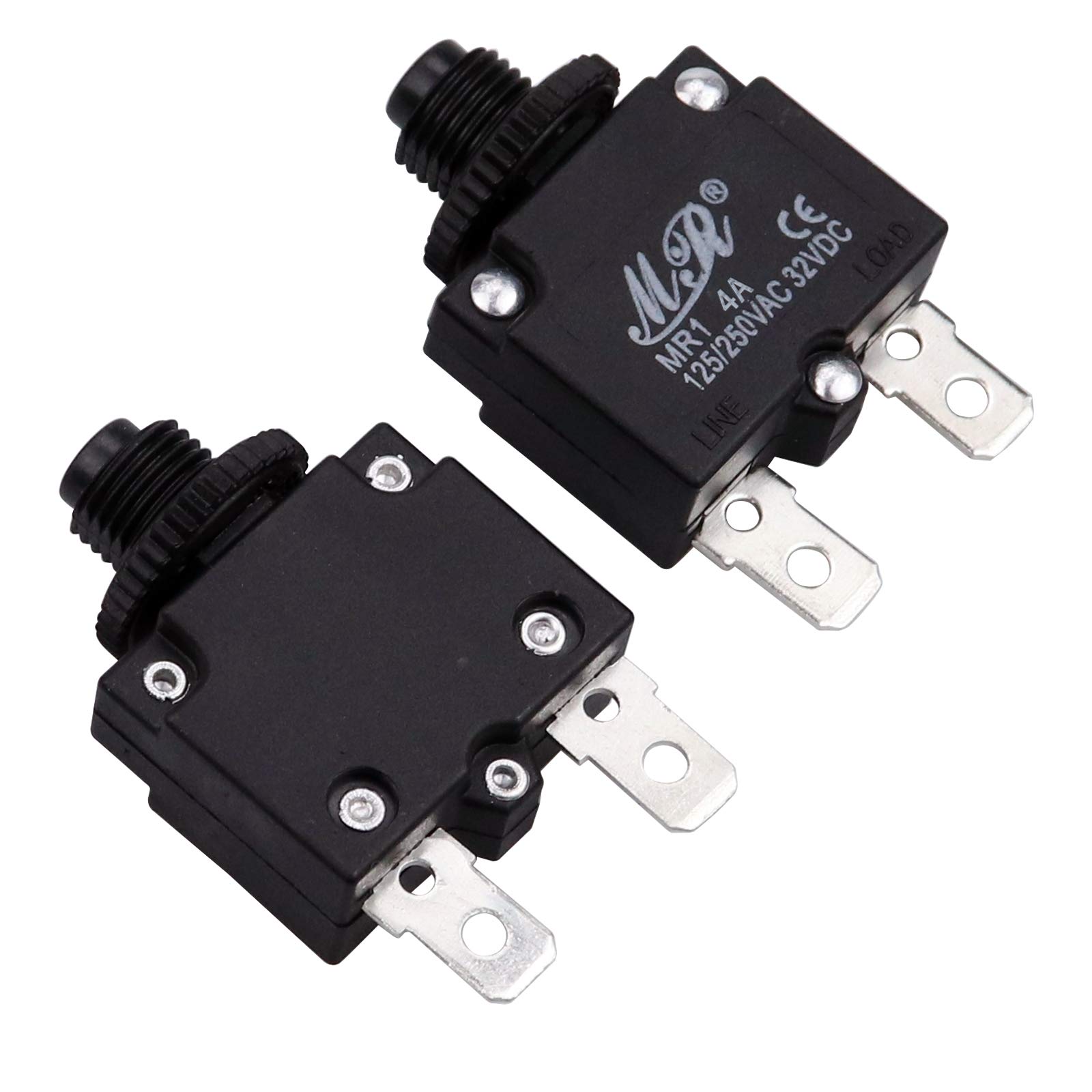 RKURCK 125/250V AC 32V DC Push Button Circuit Breaker 4 Amps, Thermal Overload Protector Switch, Manual Reset Thermal Circuit Breaker 4A