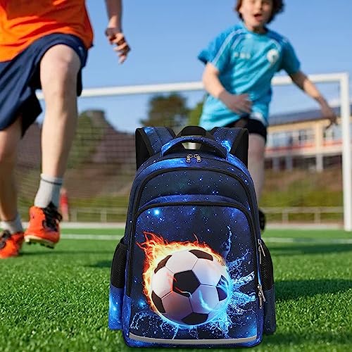 CAMTOP School Backpack for kids, Boys Soccer Backpacks with Lunch Box Football BookBag Set for Kindergarten Elementary (Age 3-10)