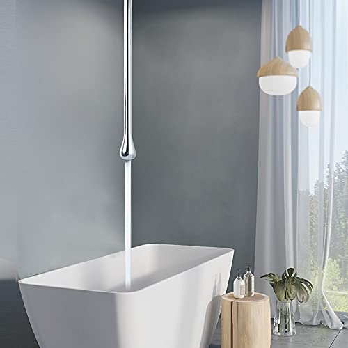 Bathroom Bathtub Hang Ceiling Faucet Solid Brass Ceiling Basin Faucet Wall Mounted Tub Mixer Tap Spout Ceiling Water Drop Taps (Rose Gold-A)