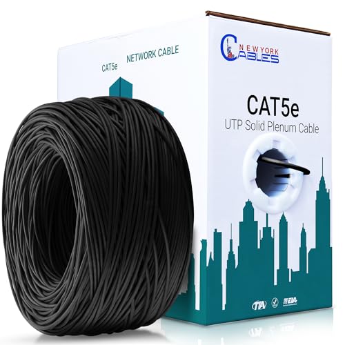 NewYork Cables Cat5e Plenum Cable 1000ft | Quality Test Passed High Bandwidth, Solid 24AWG 350MH Bulk Ethernet Cable, (UTP) Unshielded Twisted Pair