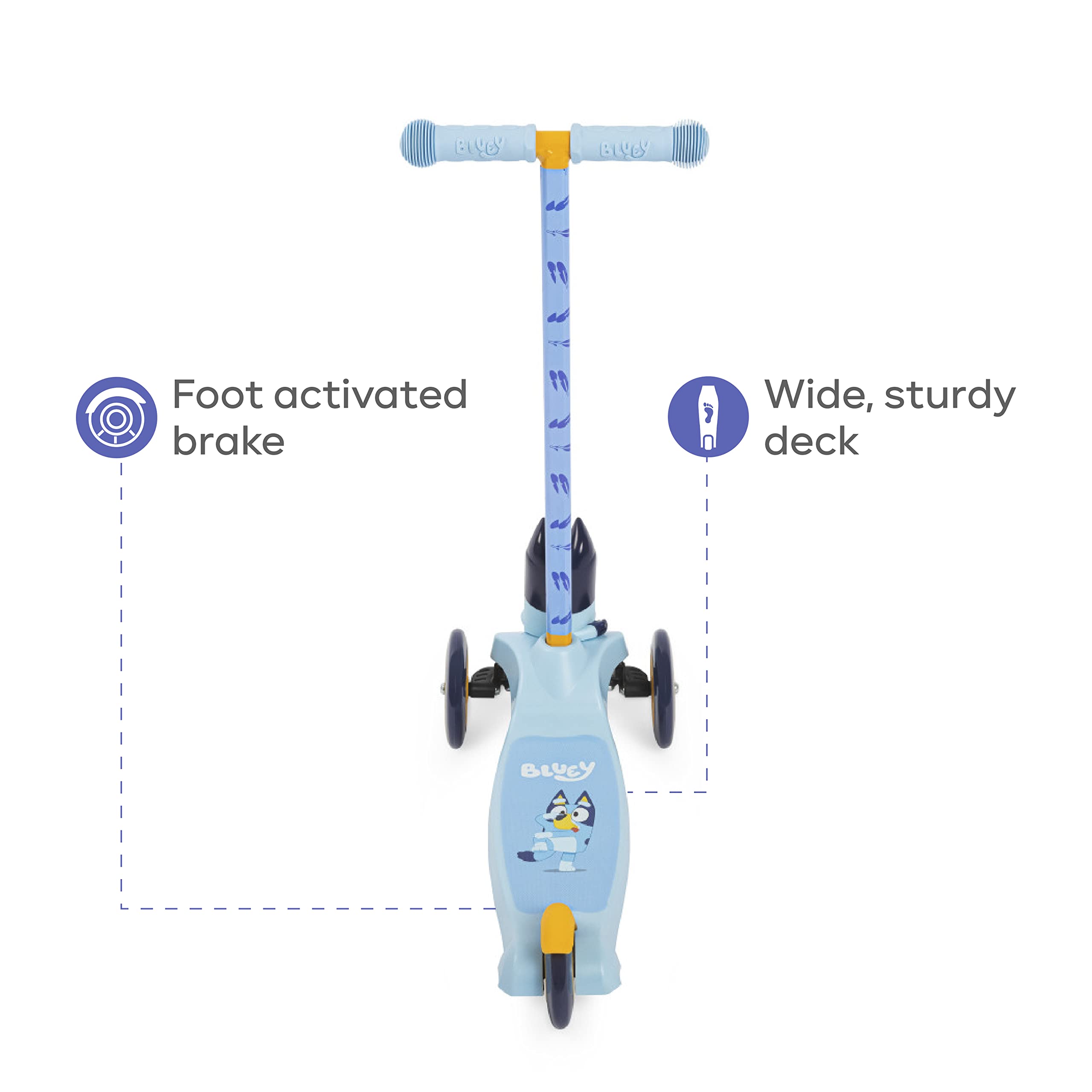 3D Peppa Pig Self Balancing Scooter | Toddler & Kids Scooter, 3 Wheel Platform, Foot Activated Brake, 75 lbs Weight Limit, for Ages 3 and Up