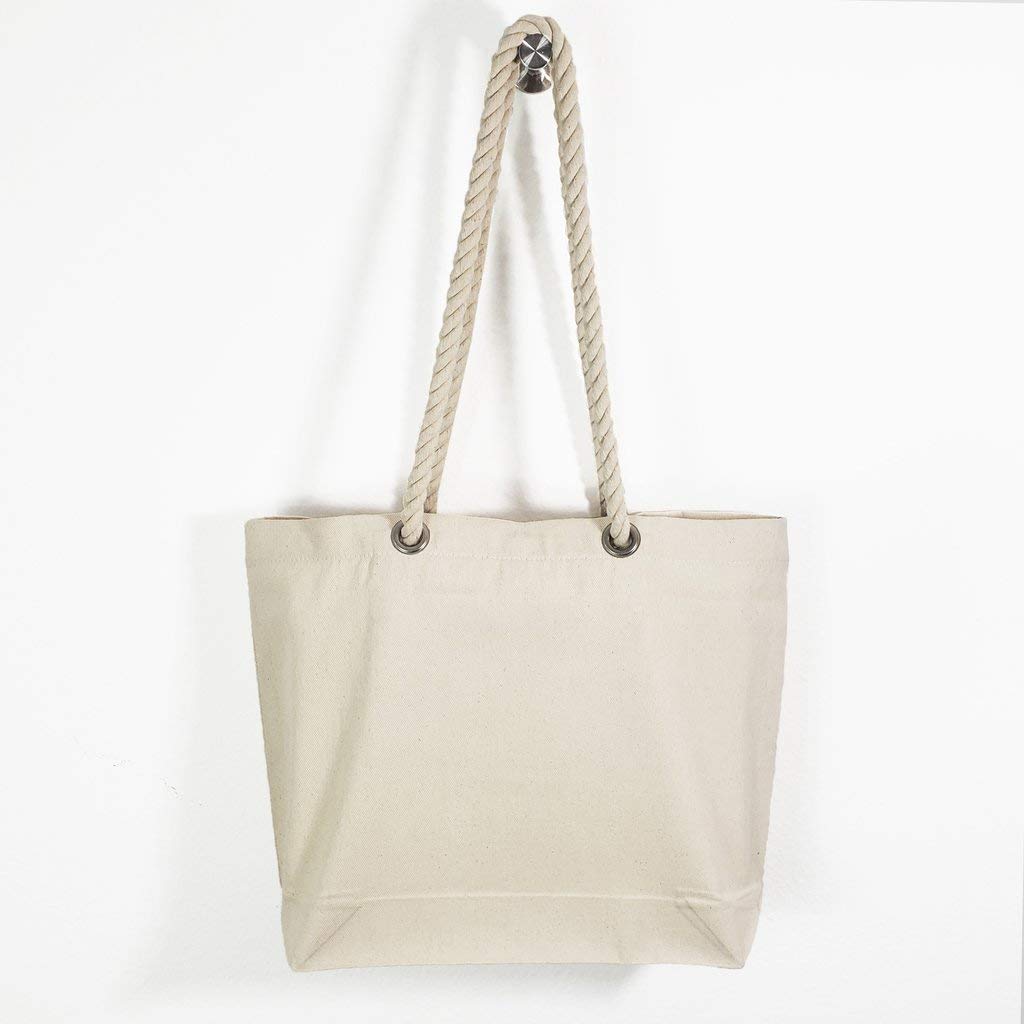 6 Pack Rope Handle Tote Bags Large Tote Bag with Rope Handles Sturdy Canvas Reusable Grocery Shopping Bags Tote Bag Beach Bag (Medium (17"W x 13"H x 4"D))