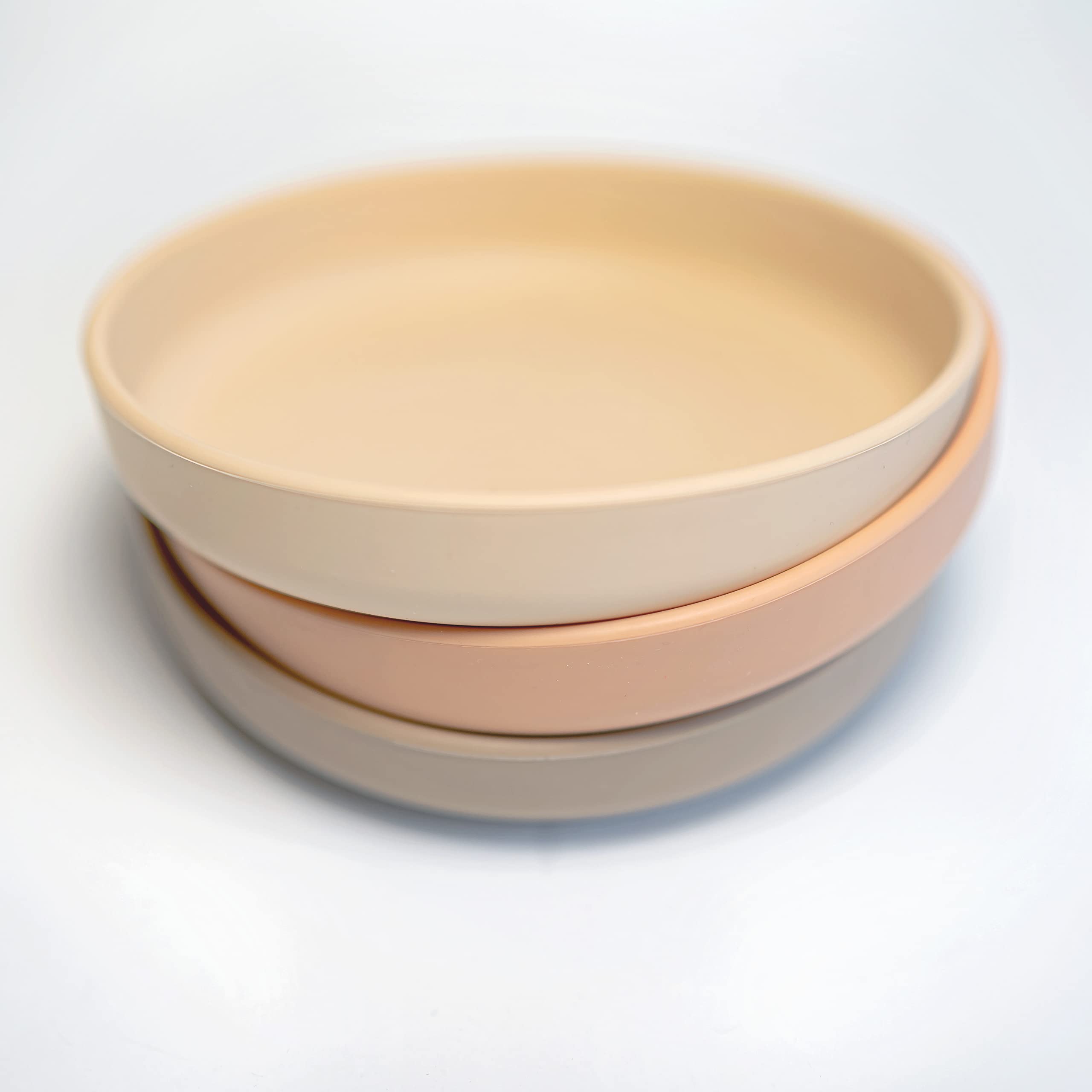 3 Pack Suction Plates for Baby and Toddlers – Extra Strong Silicone Suction Base (No Lids), Food Grade Silicone, Raised Edges, Dishwasher and Microwave Safe