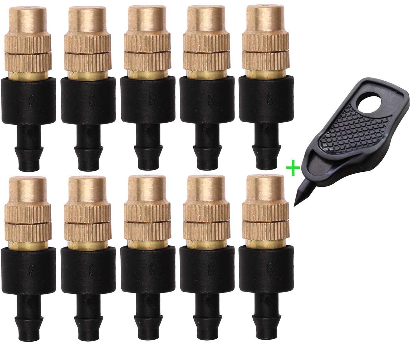 Mini Skater 10 Set New Copper Adjustable Spray Nozzle Spray Atomization Copper Capillary Effect take 47 Factory Adjustable Irrigation Drippers Sprinklers Emitter Drip System on 1/4" Barb