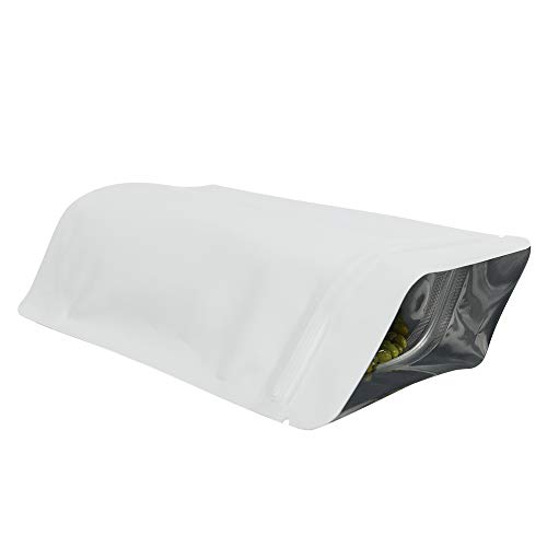 GooGou Matte white Resealable Zip Mylar Bag Food Storage Aluminum Foil Bags Smell Proof Pouches 50pcs (5.11x7.99in)