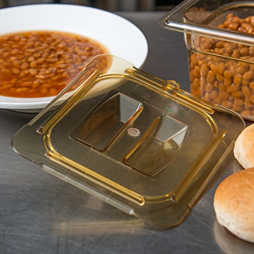 Carlisle FoodService Products 10510U13 StorPlus High Heat Universal Handled Food Pan Lid, Sixth Size, Amber