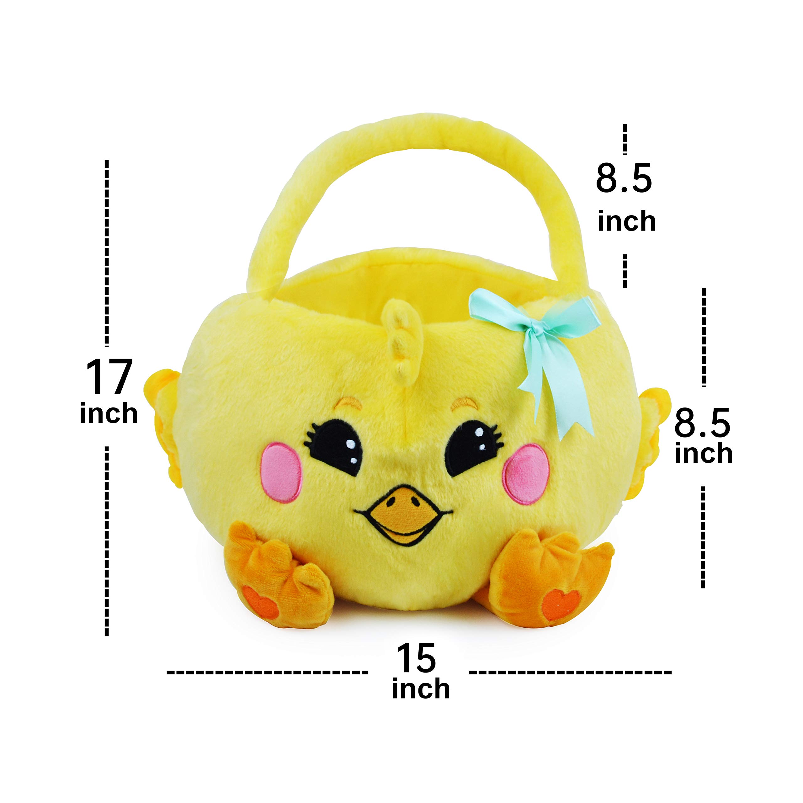 JOYIN 2 Packs Easter Plush Basket Set for Easter Eggs Hunt, Easter Bunny Basket Gift Baskets Bags for Kids, Kids Easter Party Favor (Yellow, White)