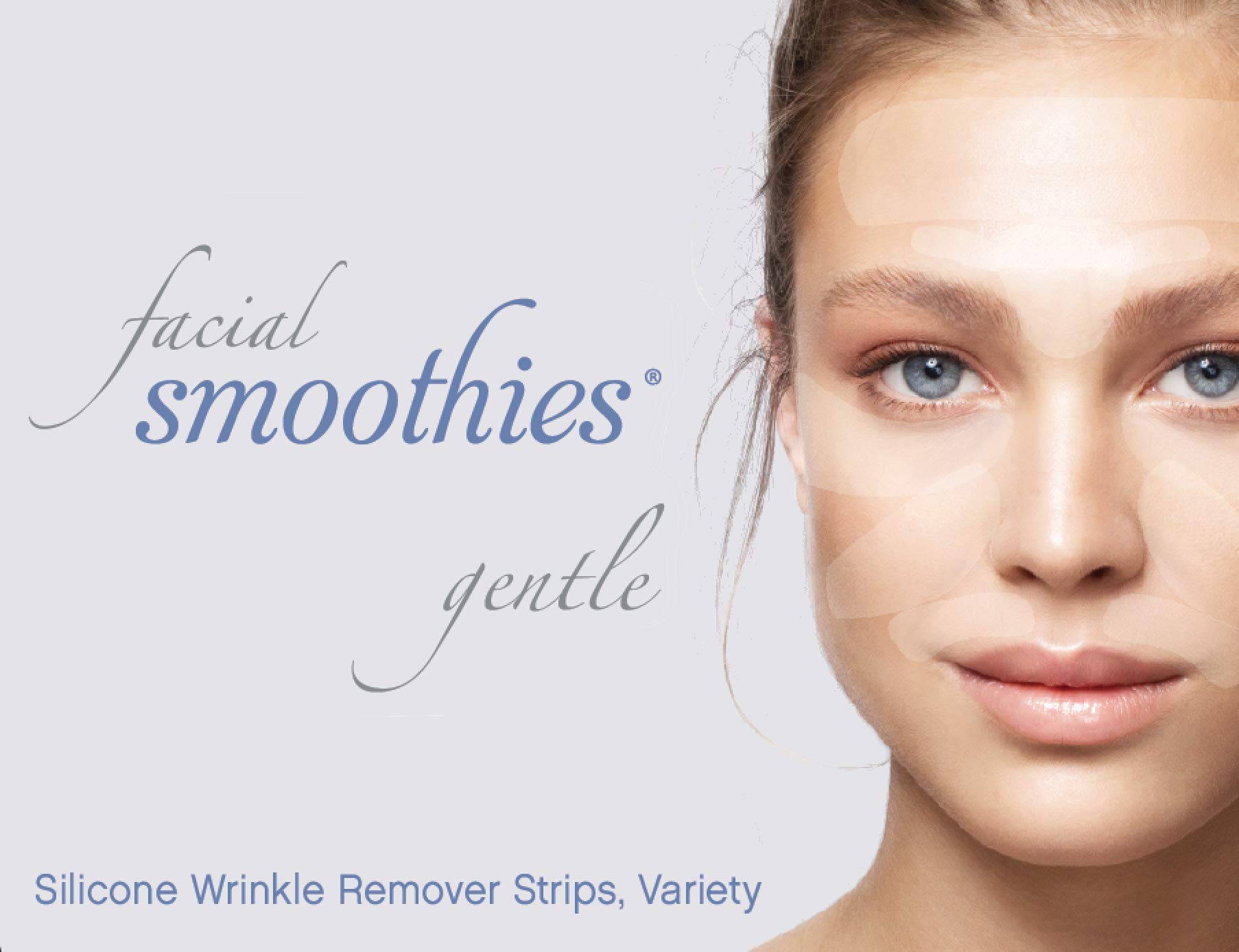 Smoothies Silicone Gentle Wrinkle Patches – Facial Patches for Forehead, Elevens, Crows Feet, and Lip Lines, 56 Count per Box – Made in the USA