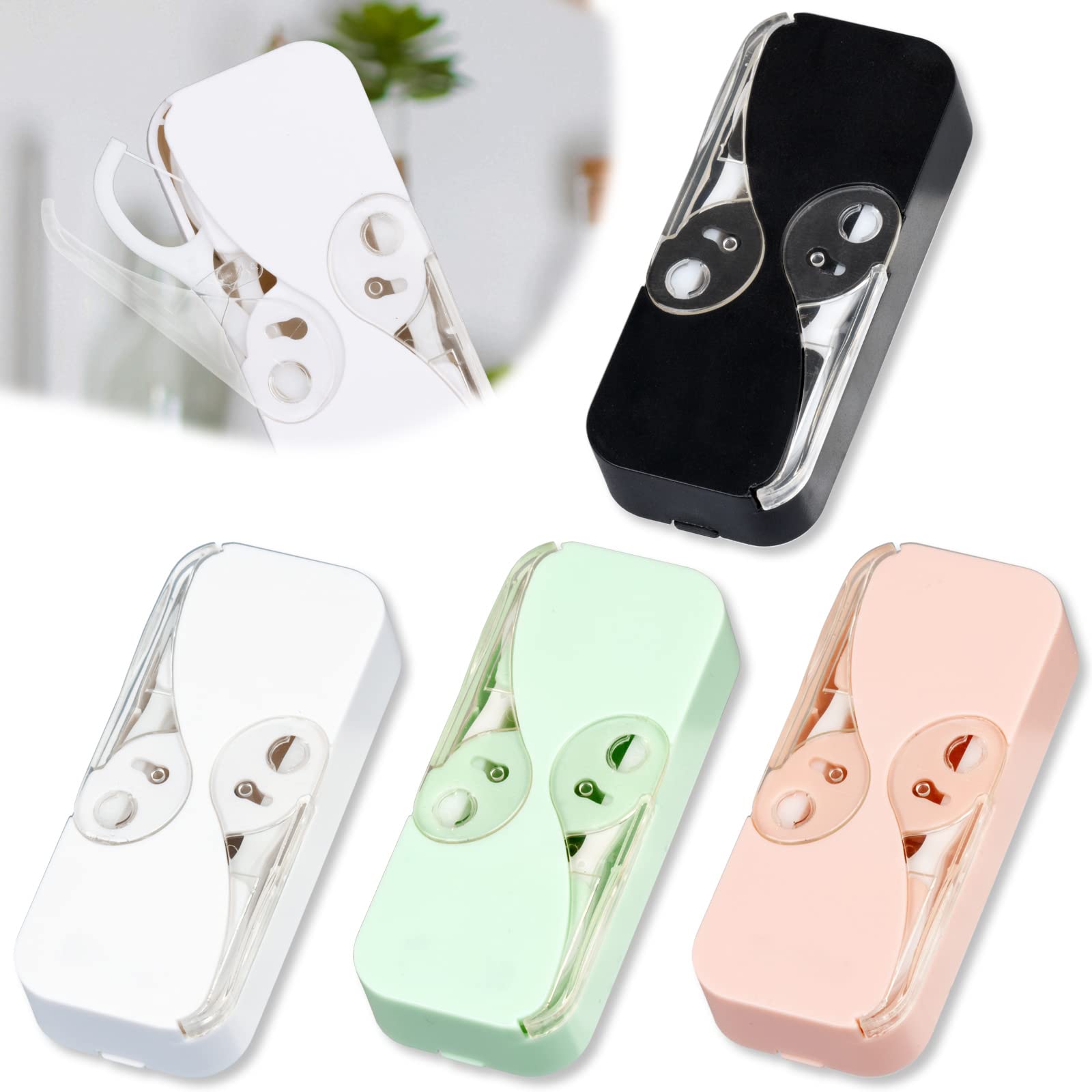 4-Pack Portable Floss Dispenser with 48 Floss Sticks, Upgraded Dental Floss Case, Refillable Floss Stick Organizer, Portable Floss Box (4X Color Dispenser with 48x Floss Sticks) (4pcs)
