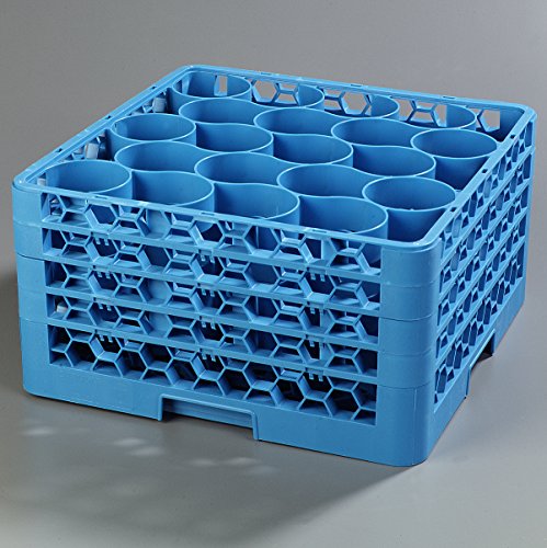 Carlisle FoodService Products RW20-314 OptiClean NeWave Polypropylene 20-Compartment Glass Rack with 4 Extenders, 19-3/4" Length x 19-3/4" Width x 10.30" Height, Blue (Case of 2)