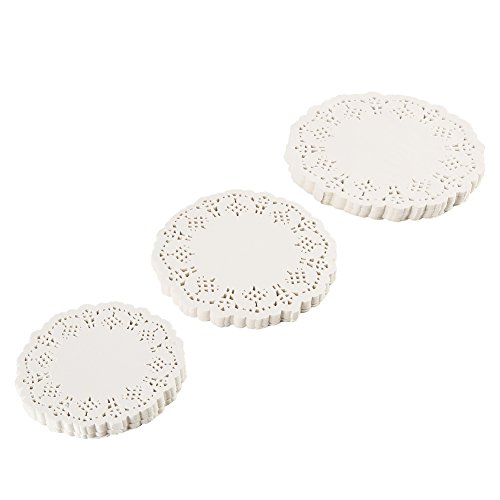 DECORA 180 Pieces White Round Paper Lace Doilies for Party or Wedding Tablewear Decoration 6.5inch,8.5inch,10.5inch
