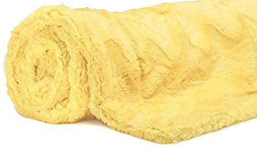 Chanasya Soft Wave Faux Fur Throw Blanket - Soft, Lightweight Reversible Sherpa & Minky Blanket - 50" x 65β - Yellow