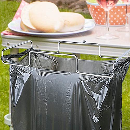 GOTOTOP Trash Bag Holder,Outdoor Trash Can Bracket Dustbin Cage Table Garbage Storage Bags Rack Hanging Metal Trash Bag Holder for Kitchen Storage Cupboard,13.6β X 10.2β X 1.8β