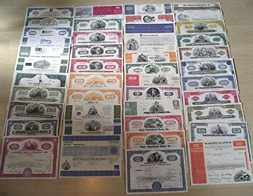 AMAZON SPECIAL!! 50 DIFFERENT RARE ORIGINAL VINTAGE US STOCK CERTIFICATES @ 50c!!! MANY BIG NAMES! LOWEST PRICE on EARTH!! BUY 2 LOTS GET 100 DIFFERENT with REDUCED SHIPPING!!!