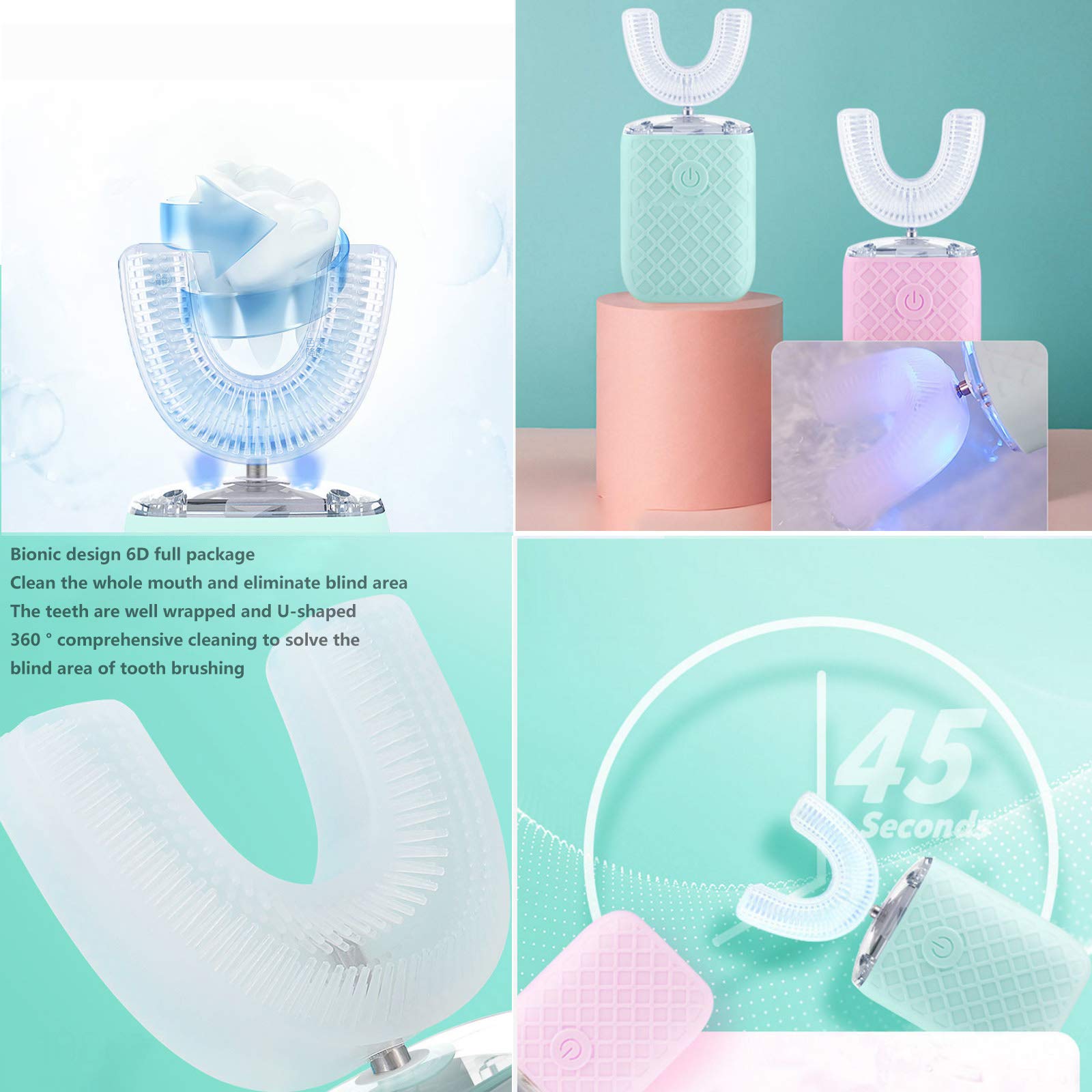 Ljyzoid 2PC U Shaped Kid Electric Toothbrush Replacement Heads, Compatible with U-Type Kids Automatic Electric Toothbrush, Food Grade Silicone Ultrasonic Toothbrush Replacement Head 7-12 Years Old