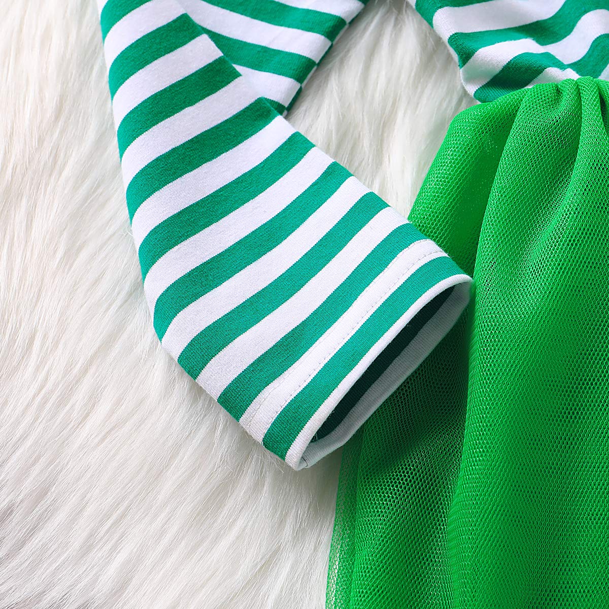 St. Patrick´s Day Toddler Girl Outfit Clover Long Sleeves Dress Clothes + Headband (Green, 4-5T)
