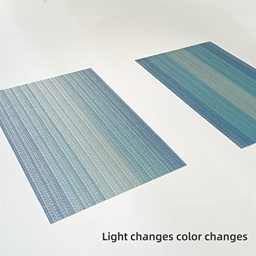 Canglifull Placemats Set of 6, Vinyl Woven Placemats, Beautiful Washable and Durable Non-Slip Table Placemats, Indoor/Outdoor Placemats (Blue, 6)