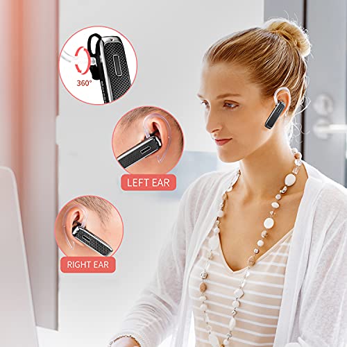 Marnana Bluetooth Headset, Wireless Bluetooth Earpiece with 18 Hours Playtime and Noise Cancelling Mic, Ultralight Earphone Hands-Free for iPhone iPad Tablet Samsung Android Cell Phone Call - Black