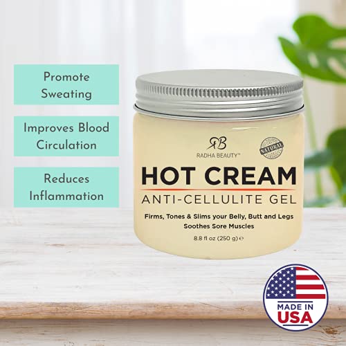 Radha Beauty Hot Cream - 100% Natural Thermogenic Cream, Increase Sweat and Shed Excess Water During Exercise. for Men and Women - Deep Tissue Massage Muscle Relaxer