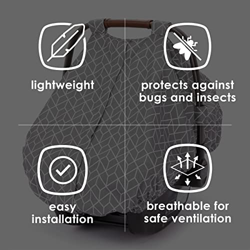 Diono Infant Car Seat Cover, Universal Weather Protection Canopy for Baby, Adjustable and Breathable with Insect Net, Gray