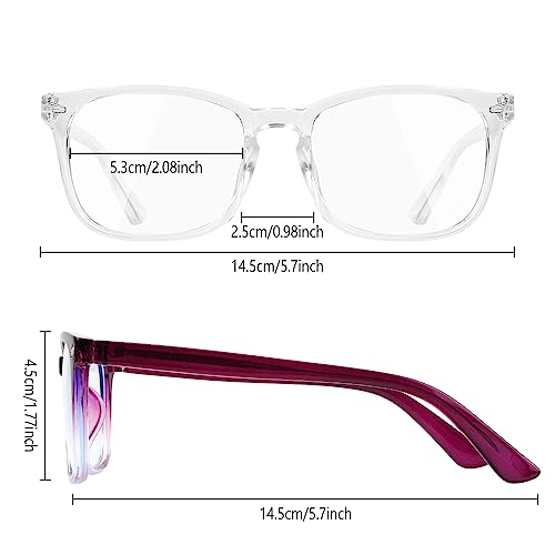 Blue Light Blocking Glasses, 2 Pack Blue Light Glasses Men, Blue Light Glasses For Women Computer Reading Gaming TV Phones Eyeglasses Clear Lens Bluelight Glasses Anti Eyestrain UV Glare Purple+Clear