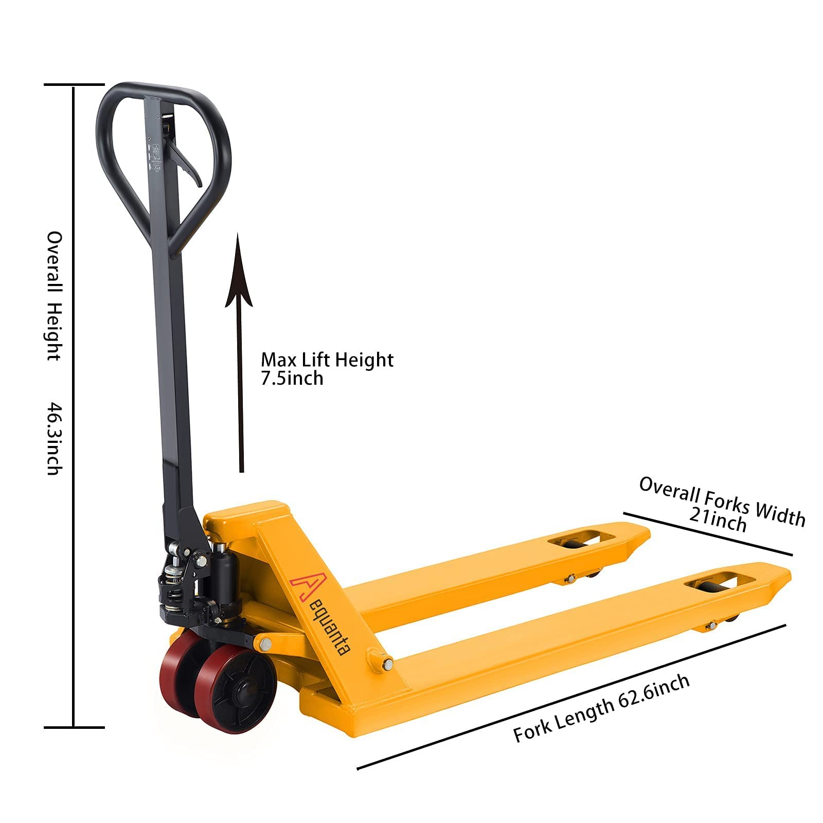 Aequanta Manual Pallet Jack Industrial Hand Pallet Truck 48" Lx21'' W Forks 5500lbs Capacity