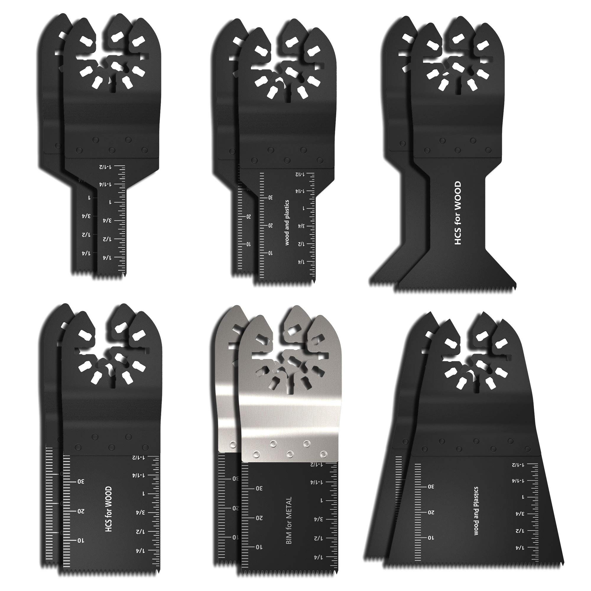 20Pcs Metal Wood Oscillating Multitool Quick Release Saw Blades Kit fit Fein Multimaster Porter Cable Bosch Dremel Craftsman Ridgid Ryobi Makita Milwaukee Dewalt Rockwell Chicago Set (20Pcs)