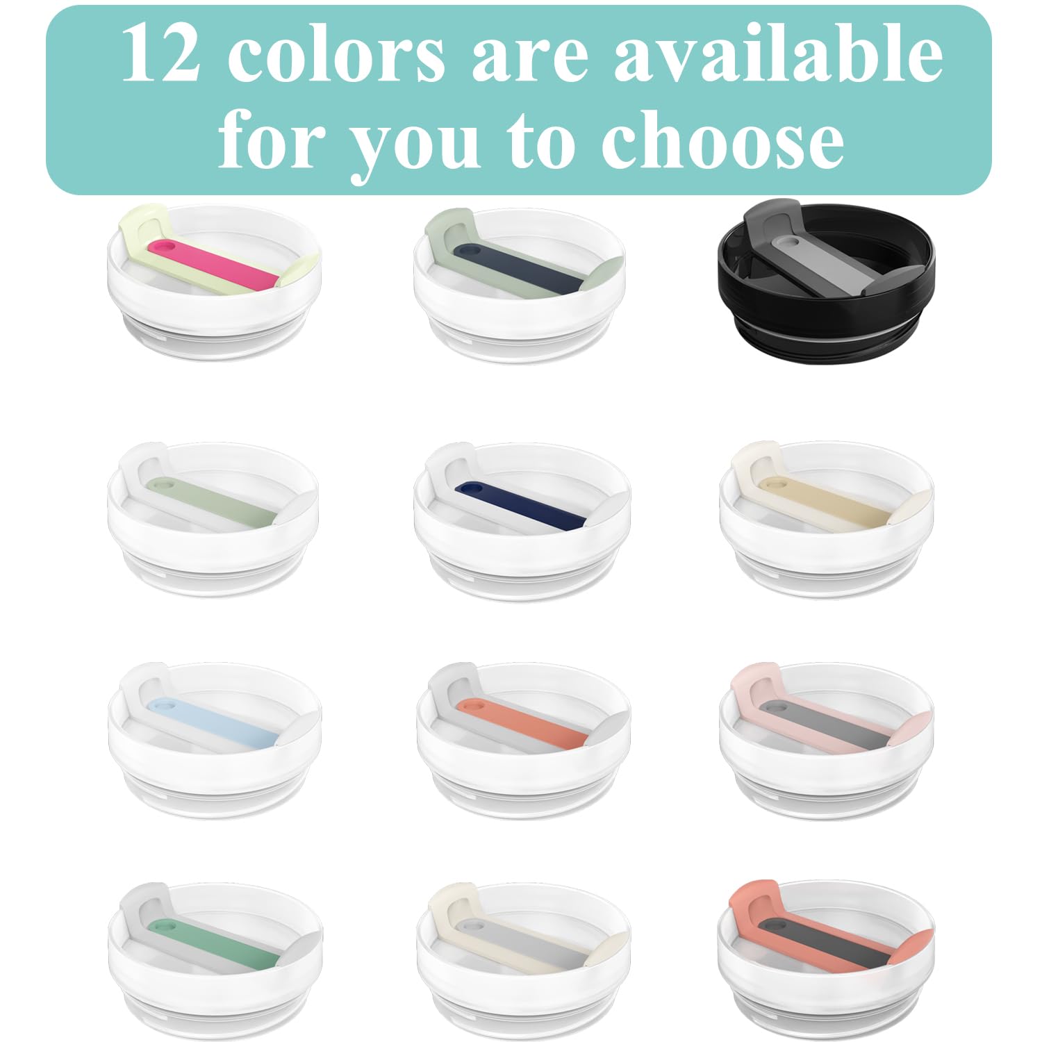 40 OZ Tumbler Lid Compatible for Stanley Quencher, 2 Pack Spill Proof Splash Resistant Stainless Steel Tumbler Covers Fit for Stanley and More Coffee (Rose + Green)
