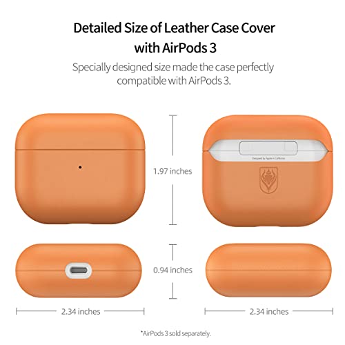 AirPods 3 Leather Case Cover, Docco Jette Fully-Wrapped Italian Genuine Leather Case for Apple AirPods 3,Supports Wireless Charging Front LED Visible