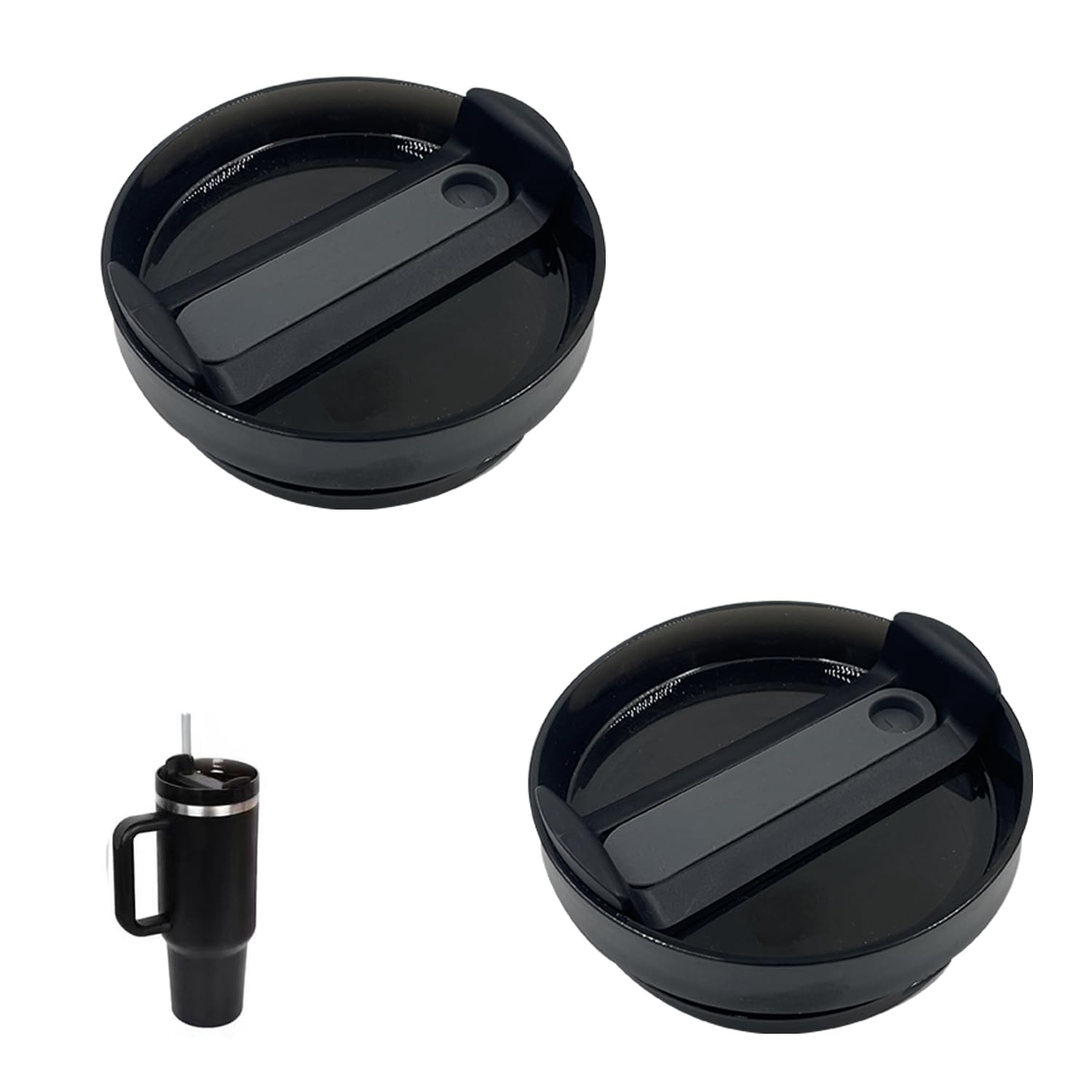 40 OZ Tumbler Lids for Stanley Cup, 2 Pack Replacement Lids Fit for Stanley Adventure Quencher,Replacement Spill Proof Splash Resistant Tumbler Lids, Reusable Tumbler Cover for Stanley(black)