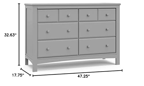 Graco Benton 6 Drawer Double Dresser (Pebble Gray) – Easy New Assembly Process, Universal Design, Durable Steel Hardware and Euro-Glide Drawers with Safety Stops, Coordinates with Any Nursery