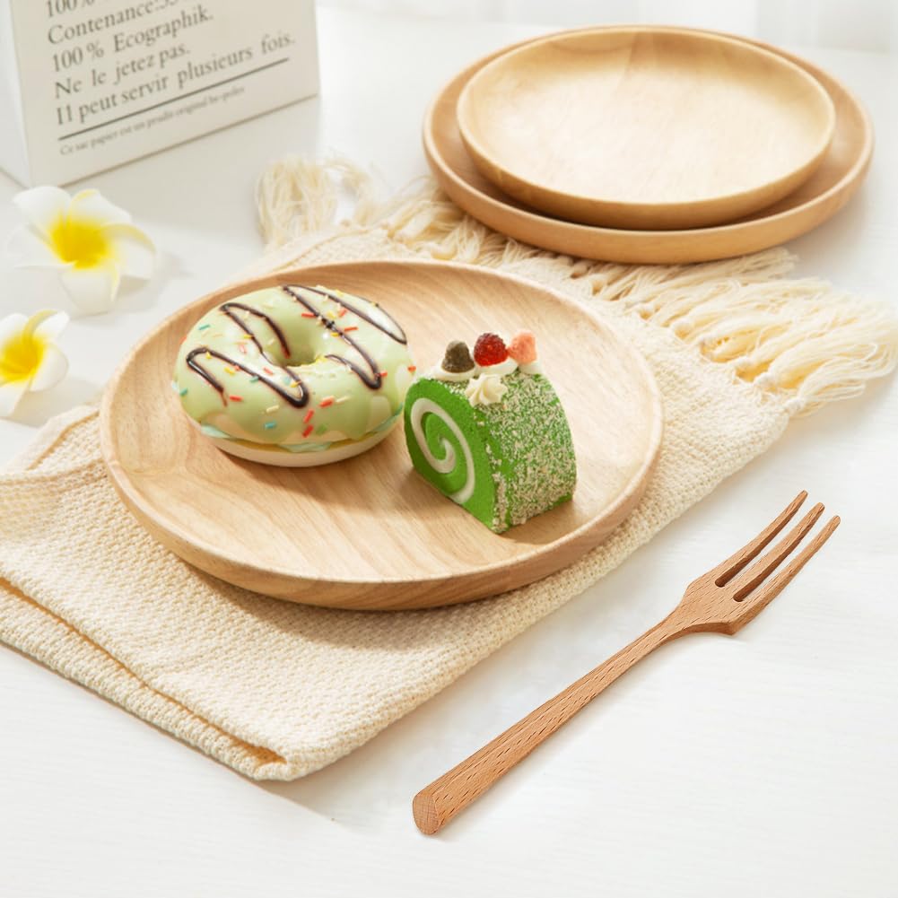 Wood Forks,AYFDISHS 5 Pieces Reusable Wooden Fork for Eating,7.5Inch Japanese Wood Salad Dinner Forks,Eco-friendly Wooden Flatware Set for Cooking, Dessert, Fruits, Salad