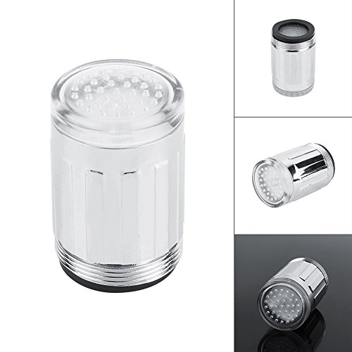 Acouto 3 Color LED Light Changing Glow Temperature Sensor Shower Stream Water Faucet Tap for Kitchen Temperature Control LED Light Water Faucet Tap