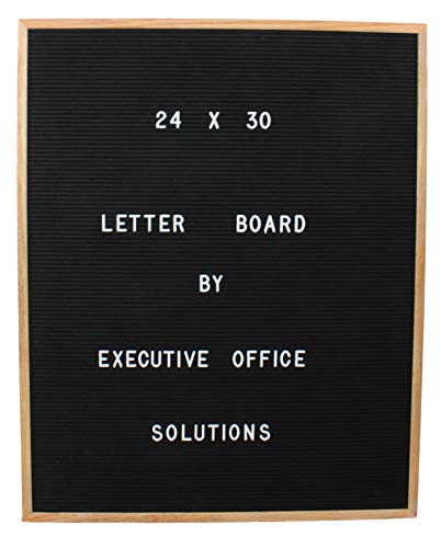 Executive Office Solutions Extra Large Changeable Letter Board - Black Felt With Solid Oak Frame, Wall Mount, Canvas Bag, Letter Clippers, Letter Box and 450 Characters 24 x 30 Black (LB5)