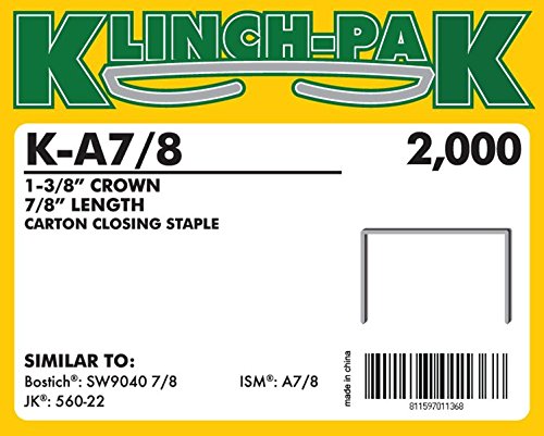 7/8" Klinch-Pak Stick Staples (10 Boxes Per Case) - AXXIS-K-A-7/8