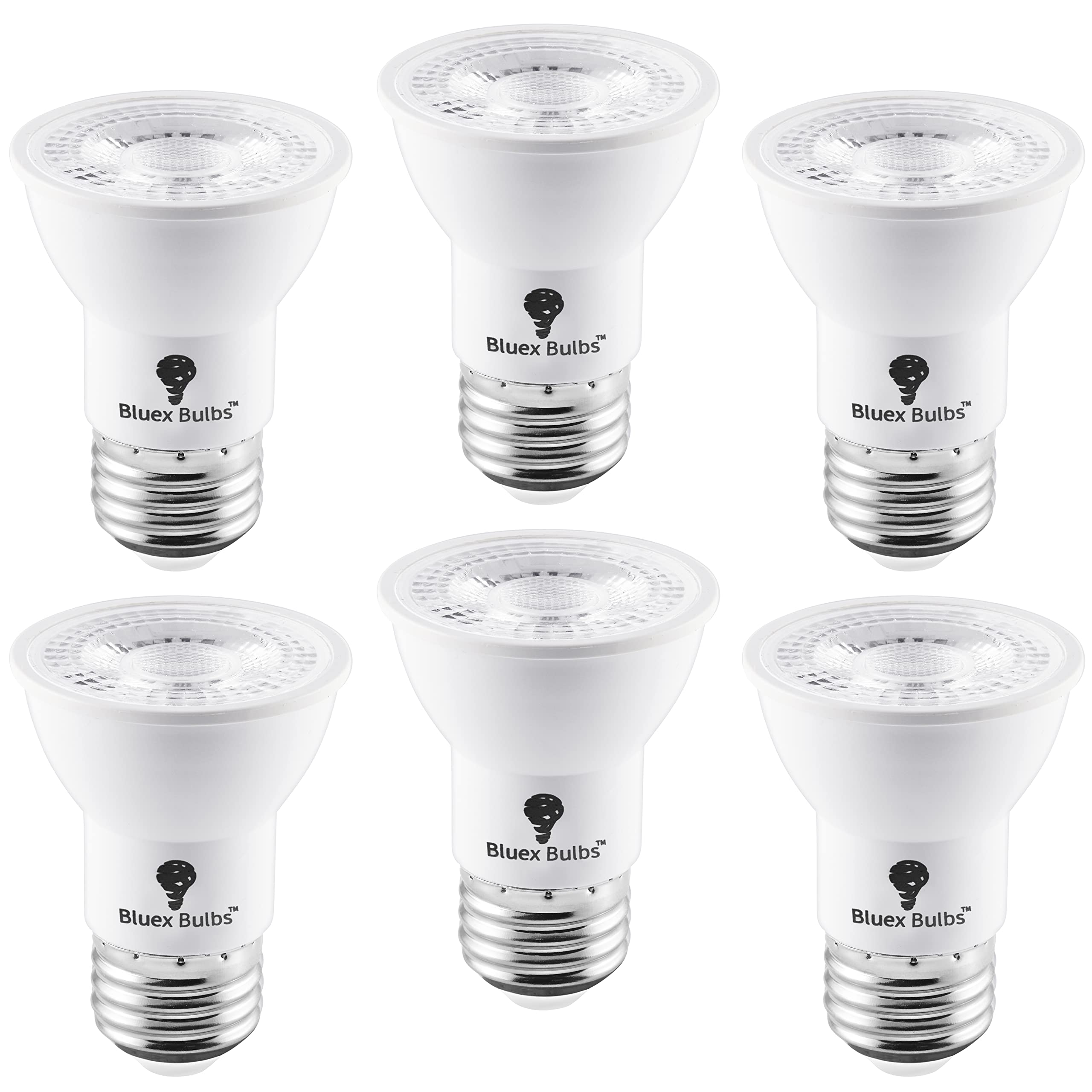 6 Pack PAR16 LED Bulb Long Neck 7W 75 Watt Equivalent 500 Lumens E26 3000K Warm White Dimmable Bright LED Track Lighting Bulbs Mini Light Bulbs, Short Light Bulbs, Flood Light PAR16 LED Spotlight Bulb