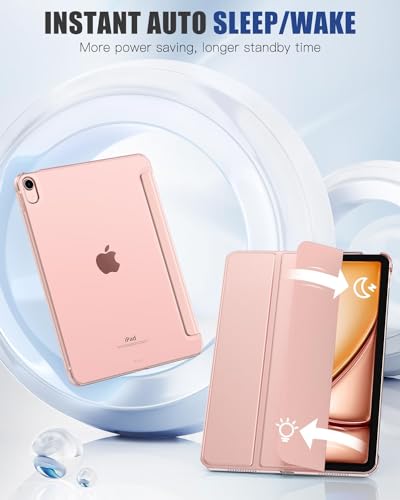 MoKo for iPad Air 6th Generation 11 Inch Case M2 2024/ iPad Air 5th Gen Case 2022/iPad Air 4th Gen Case 2020,iPad Air 11" Case with Translucent Hard Back Cover,iPad Air 6/5/4 Case, Rose Pink