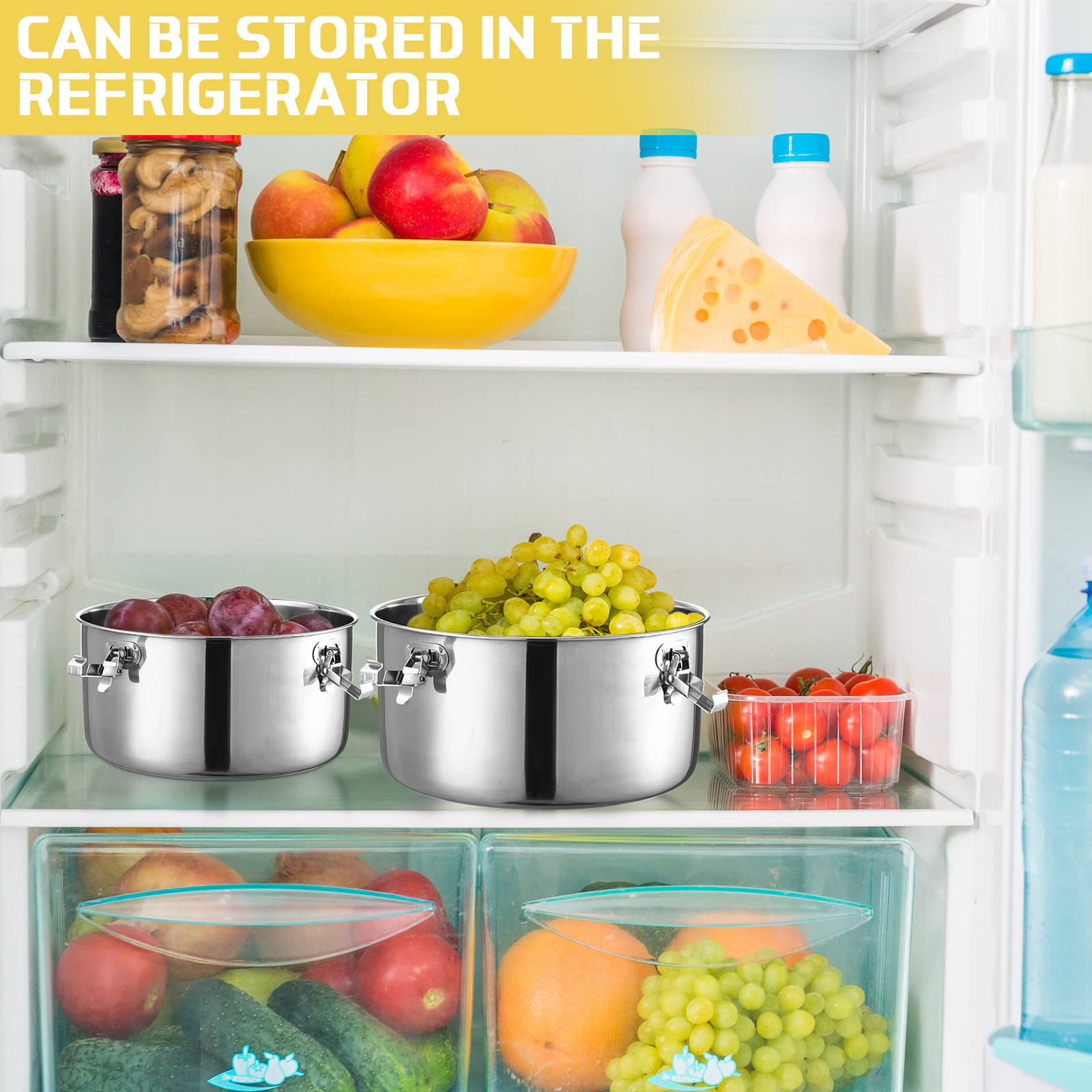 6 Pieces Stainless Steel Food Storage Containers Snack Lunchbox Metal Containers with Lid for Kids Flour Sugar Canisters Smell Proof Stackable Leakproof for Camping Trip Picnic Soup Salad Leftover