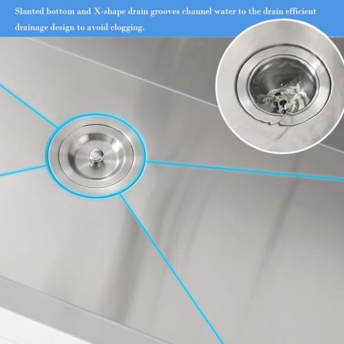 33-Inch Drop in Workstation Kitchen Sink - VOKIM 33 x22Inch Single Bowl Kitchen Sink 16 Gauge Stainless Steel 10'' Deep Handmade Kitchen Sink with Cutting Board& Strainer