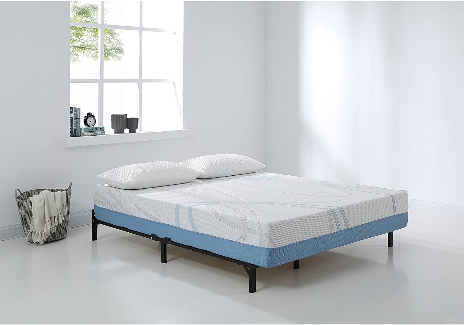 AC Pacific Charcogel Gel Infused Memory Foam Mattress Made in USA, with Shape Contouring Features, Queen Deluxe, White