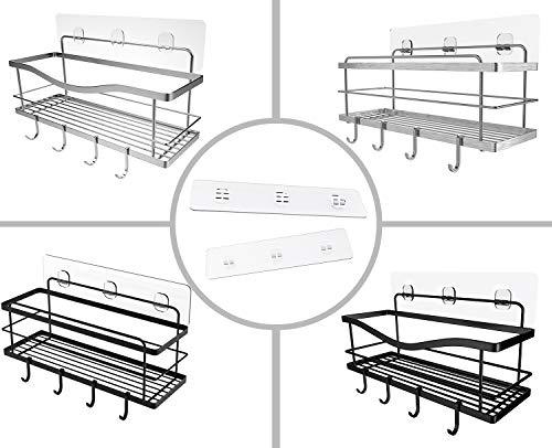 KINCMAX 2 Packs Strong Sticky Waterproof Heavy-duty Wall Adhesives Nail Free Transparent Adhesive Pad No-trace Wall Stick Adhesives Hook Strip for Shower Caddy, Kitchen Racks, Bathroom Storage Shelves