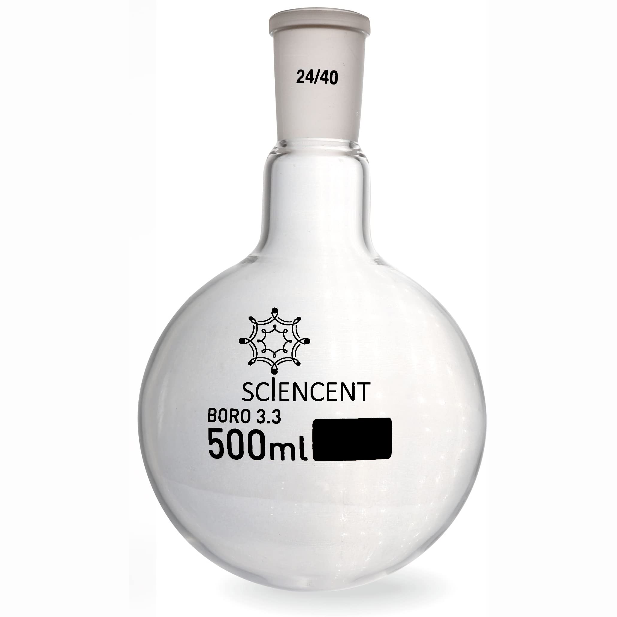 Round Bottom Glass Flask 500ml Single Neck Boiling Flask RBF 24/40 Joint